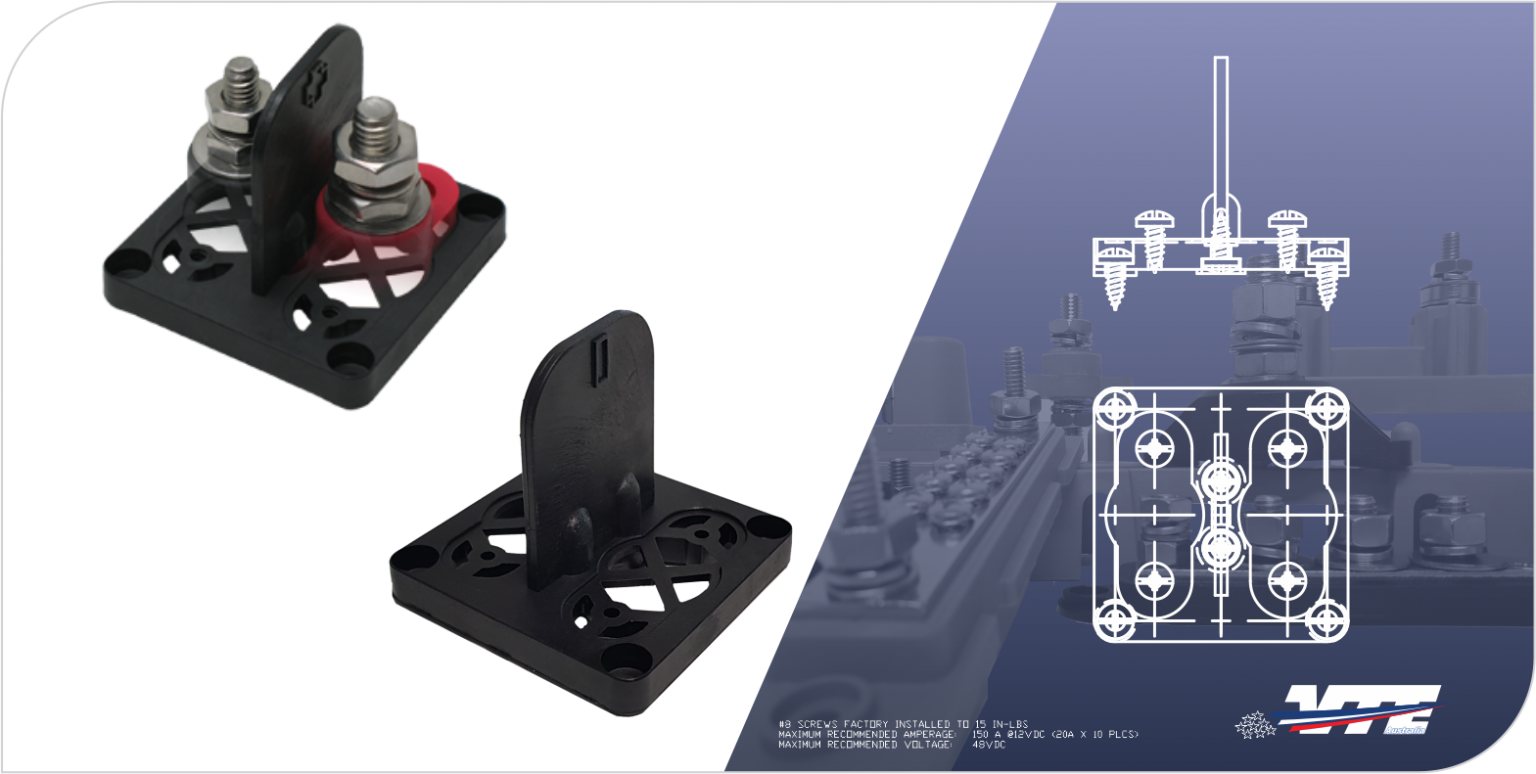 Power Distribution Post Holder – Dual Small Base – VTE Australia Power Distribution Post Holder – Dual Small Base – VTE Australia