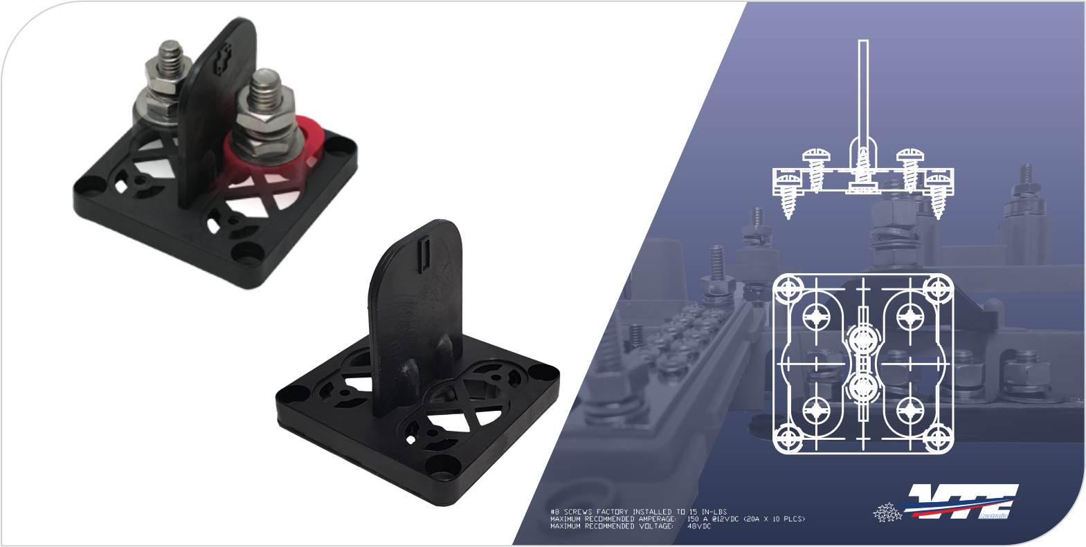 Power Distribution Post Holder – Dual Small Base – VTE Australia